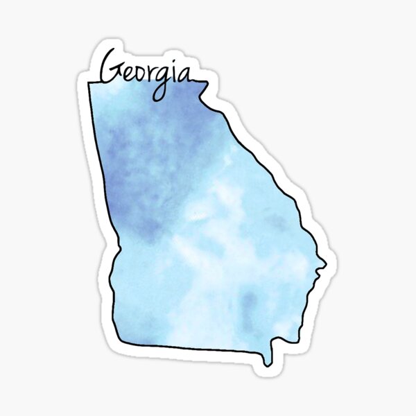 "Blue Watercolor Georgia Outline Design" Sticker by creationsbykels ...