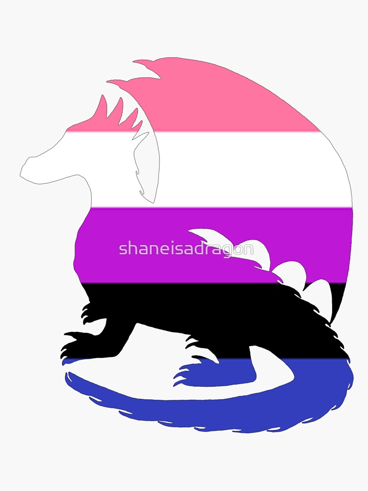 Genderfluid Pride Dragon Silhouette Sticker By Shaneisadragon Redbubble