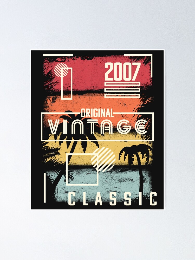 "2007 Print. Vintage Birthday Gift, Retro, Palm Tree Beach Graphic ...