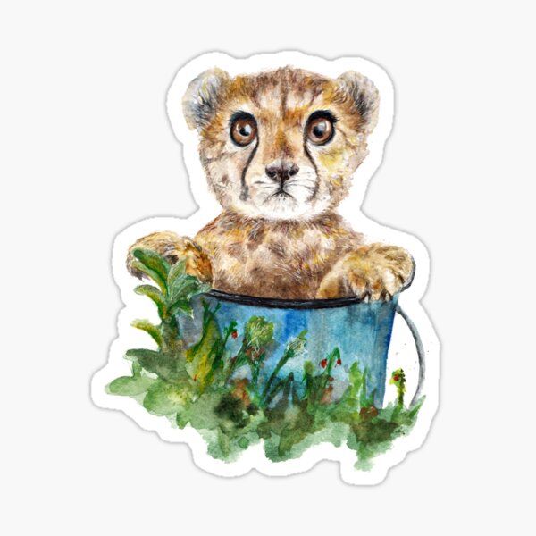 "Gepard cub watercolor" Sticker by AnnaShell | Redbubble