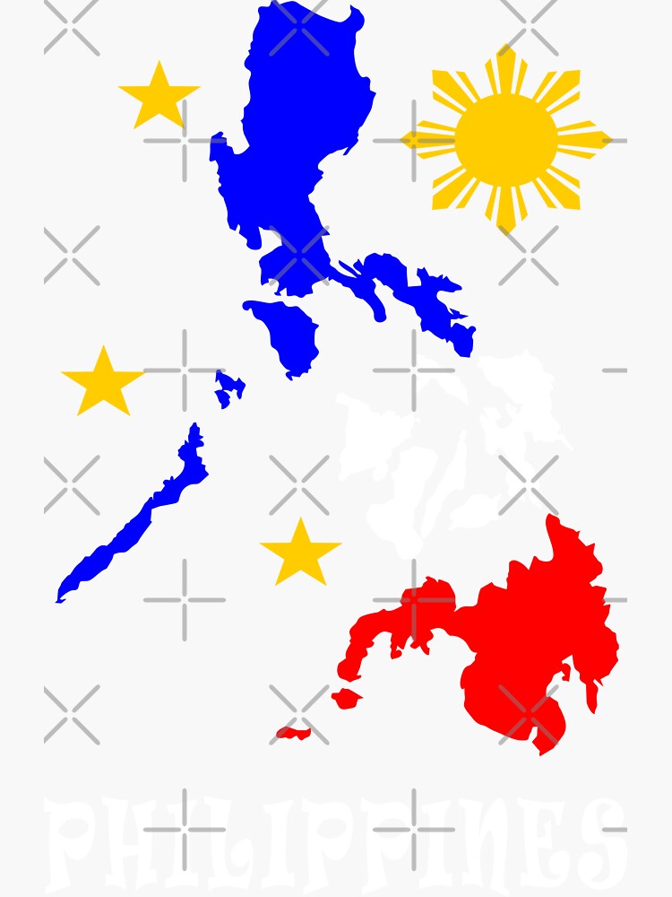 "Philippine Map Philippines 3 stars and the sun T-Shirt" Sticker for ...