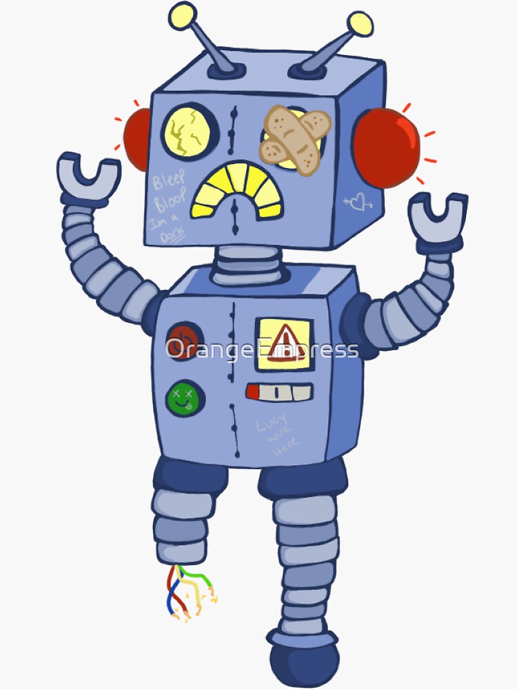 "Broke Bot" Sticker for Sale by OrangeEmpress | Redbubble