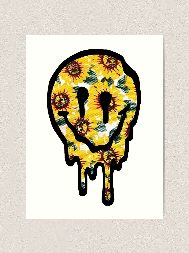 "Sunflower Drippy Smiley Face " Art Print for Sale by lolsammy910 ...