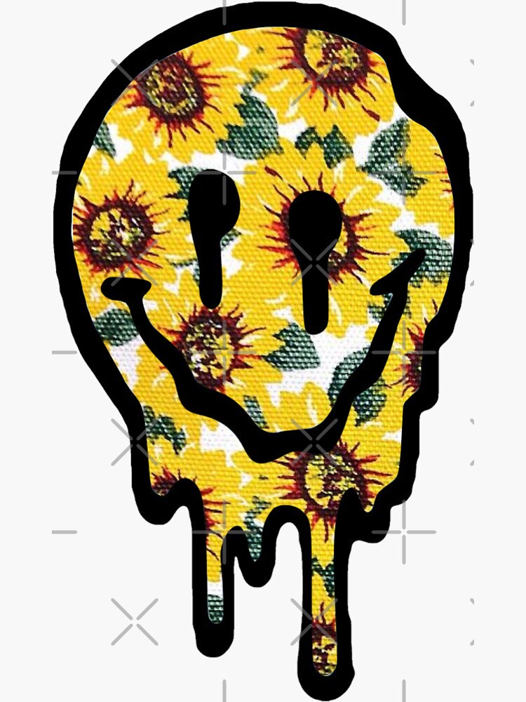 "Sunflower Drippy Smiley Face " Sticker for Sale by lolsammy910 | Redbubble