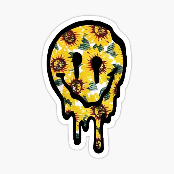 "Sunflower Drippy Smiley Face " Sticker for Sale by lolsammy910 | Redbubble