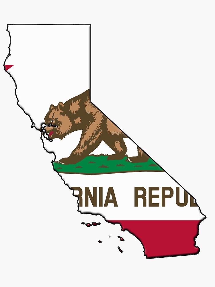 "California State Flag & Outline" Sticker by Davedinho | Redbubble