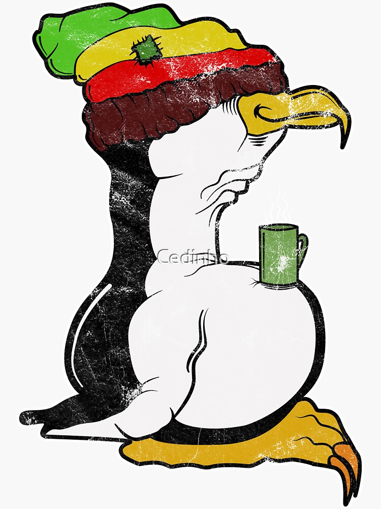 Retro Tux Linux Penguin Drinking Coffee Programmer Hacker Sticker 7136