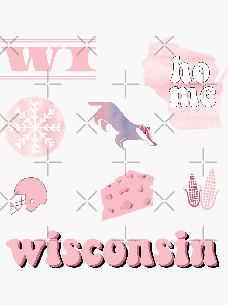 "Pink Watercolor Wisconsin US State Pack" Sticker by The-Goods | Redbubble