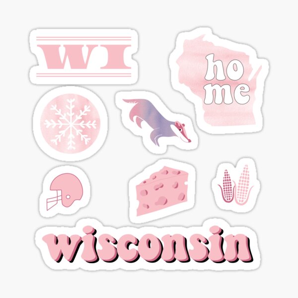 "Pink Watercolor Wisconsin US State Pack" Sticker by The-Goods | Redbubble
