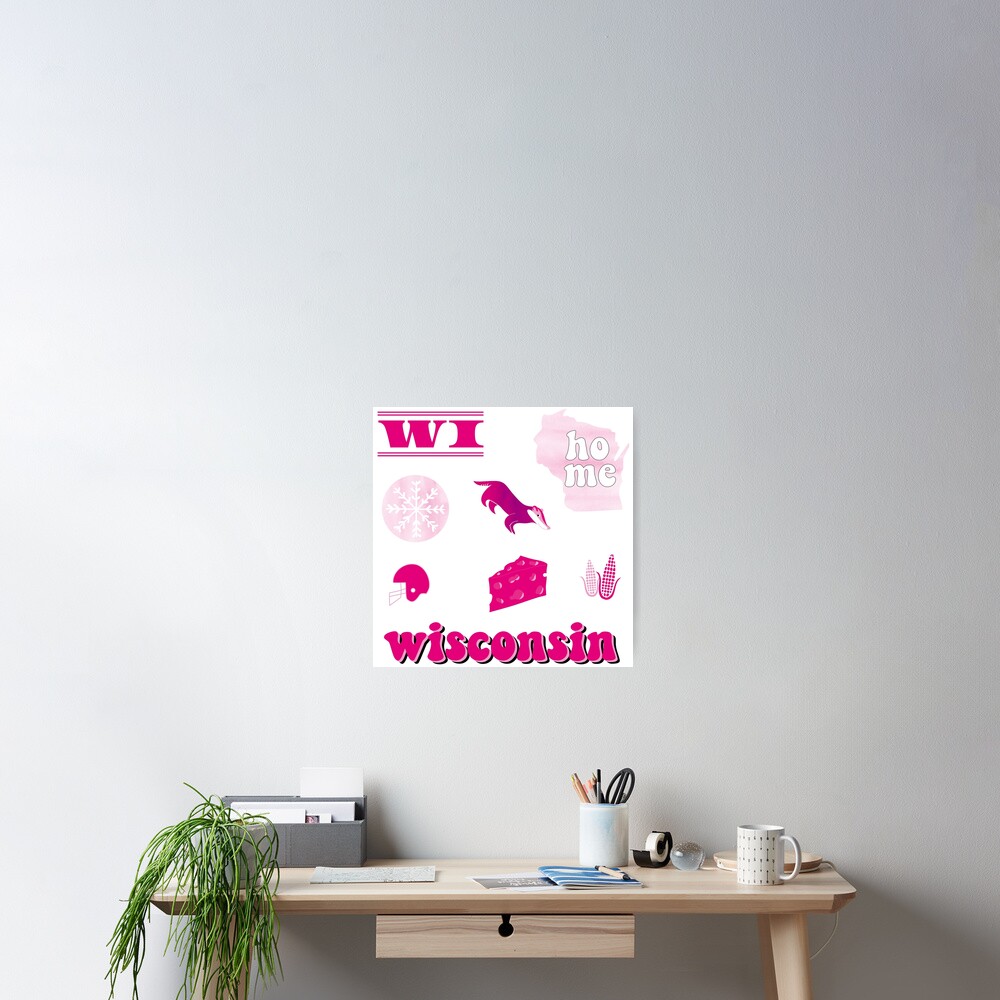 "Hot Pink Watercolor Wisconsin US State Pack" Poster by The-Goods ...