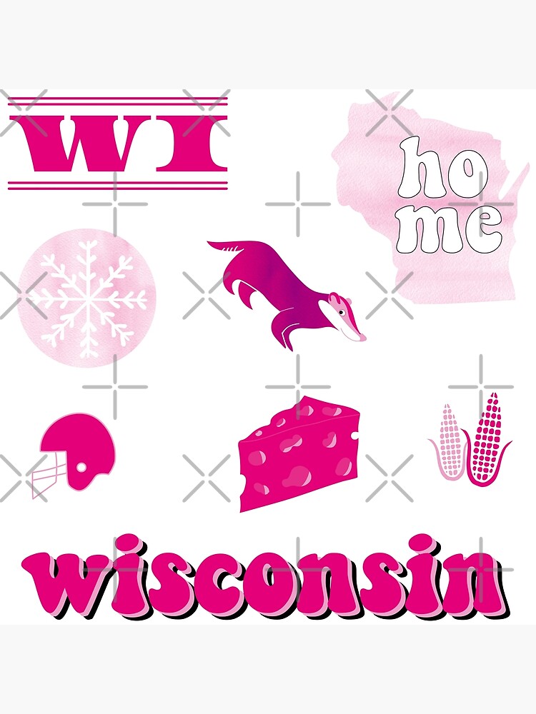 "Hot Pink Watercolor Wisconsin US State Pack" Poster by The-Goods ...