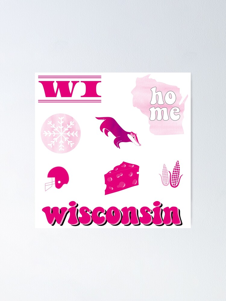 "Hot Pink Watercolor Wisconsin US State Pack" Poster by The-Goods ...