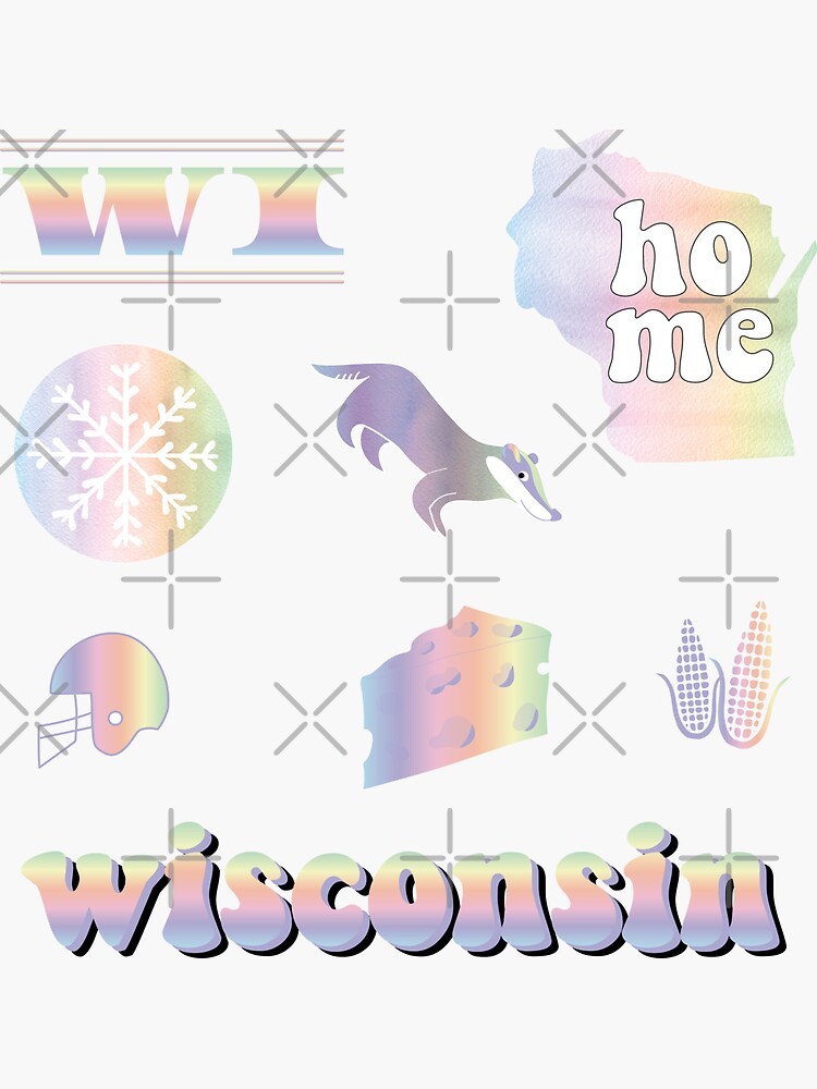 "Pastel Rainbow Watercolor Wisconsin US State Pack" Sticker by The ...