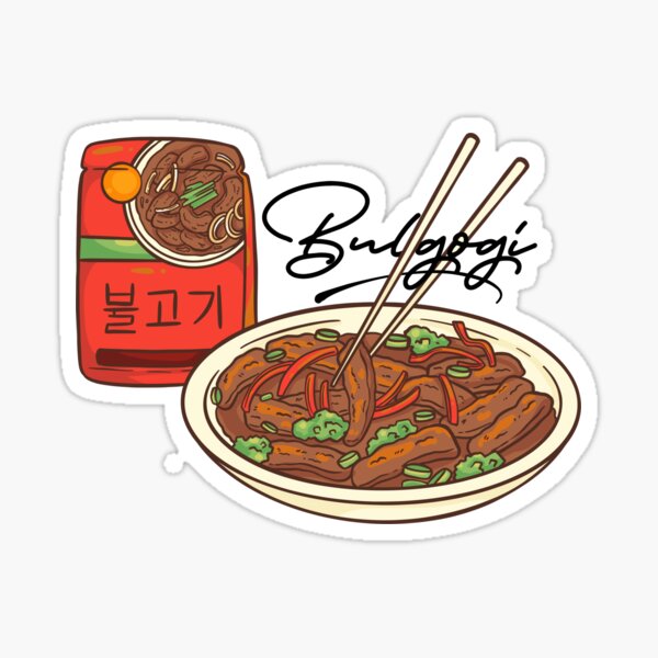 "Bulgogi with writing" Sticker for Sale by JonConDesign | Redbubble