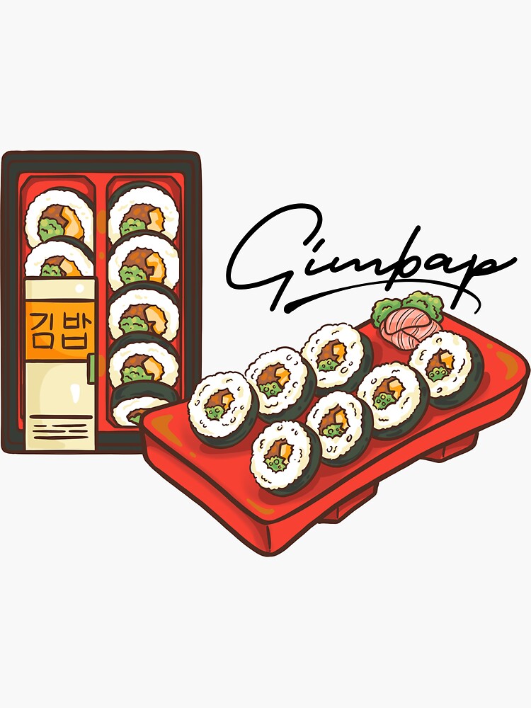 "Gimbap with writing" Sticker for Sale by JonConDesign | Redbubble