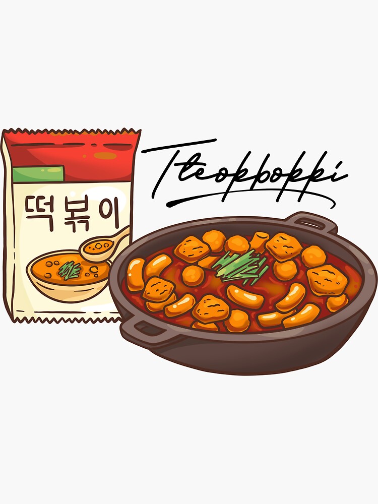 "tteokbokki with writing" Sticker for Sale by JonConDesign | Redbubble