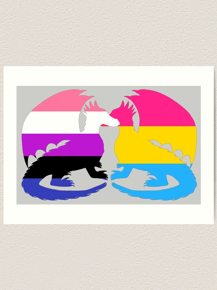 Genderfluid Pansexual Pride Dragons Art Print By Shaneisadragon