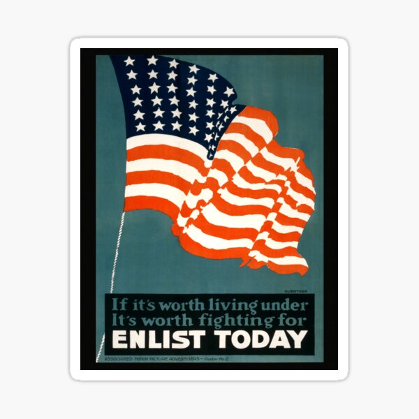 "Patriotic Recruiting War Poster ~ ENLIST TODAY ~ Army Navy Air Force ...