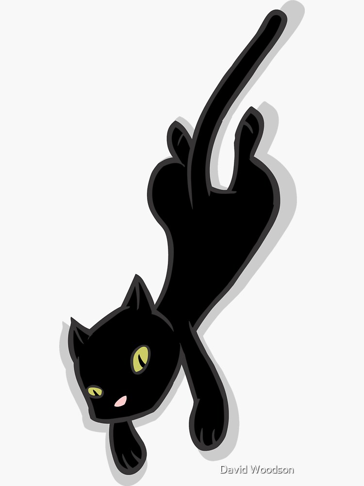 "Jumping Black Cat" Sticker by woodsonart | Redbubble