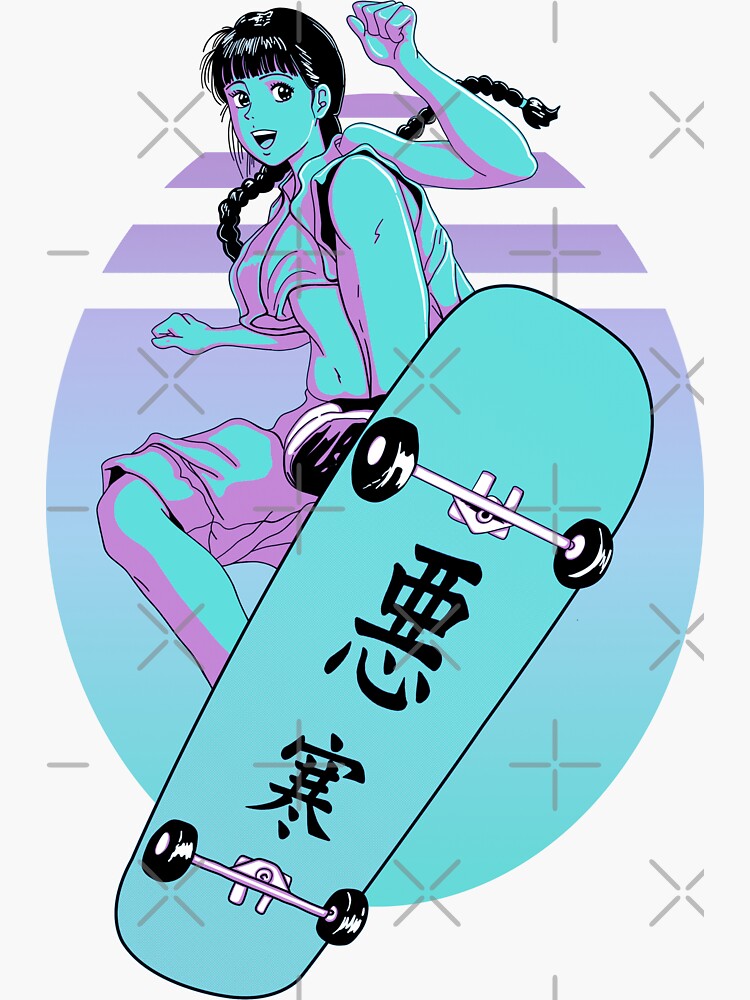 "Chill Lofi Skate Girl" Sticker for Sale by Pintwich | Redbubble