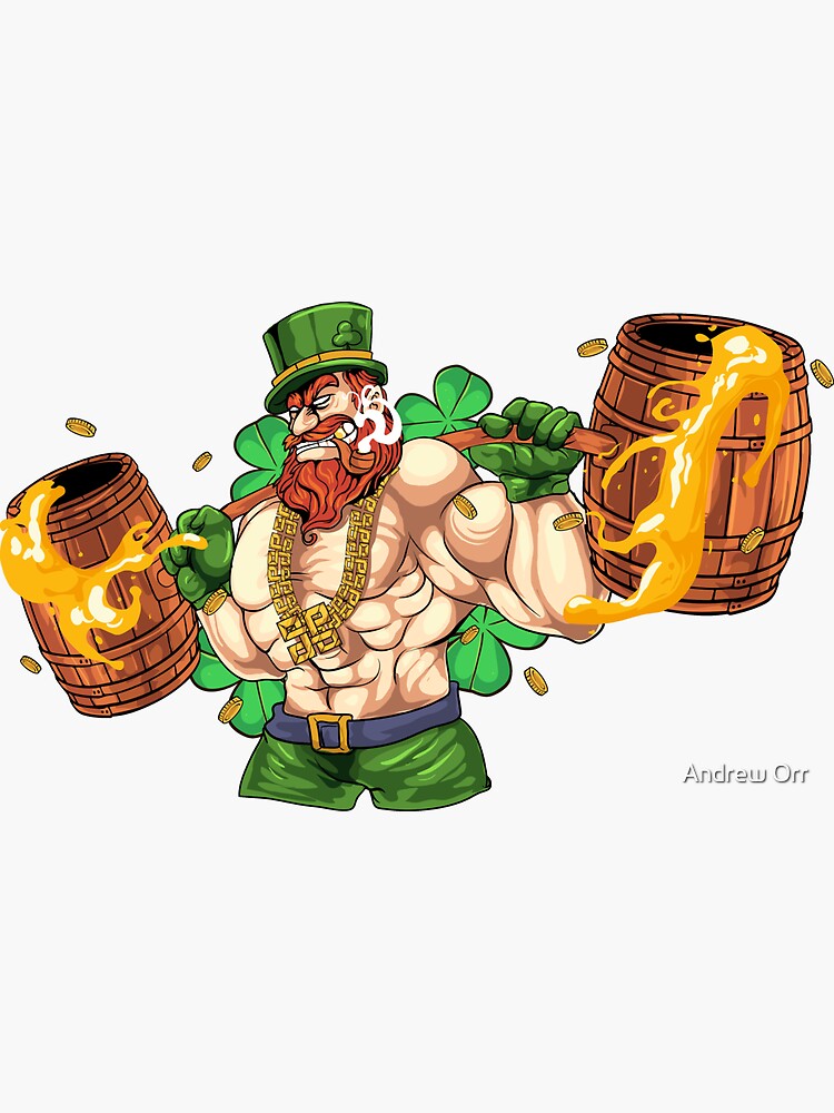 "Weight Lifting Leprechaun Bodybuilder Buff" Sticker for Sale by ...