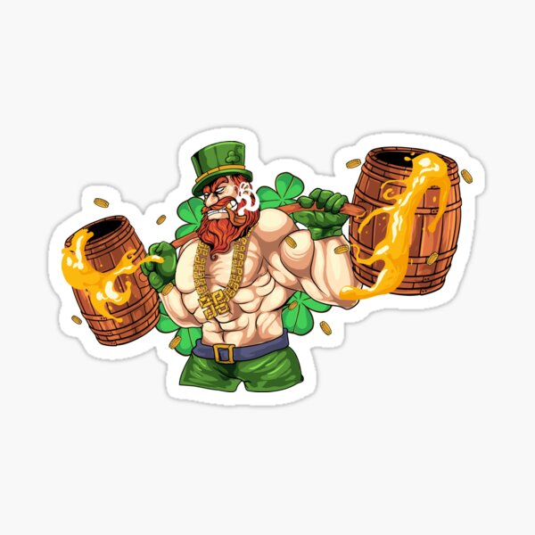 "Weight Lifting Leprechaun Bodybuilder Buff" Sticker for Sale by ...