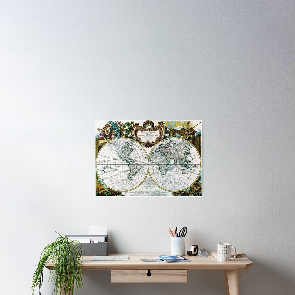 "World Map 1744 - Georges Louis Le Rouge - Ancient World" Poster for ...