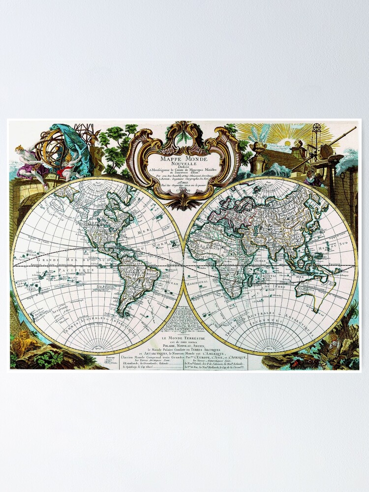 "World Map 1744 - Georges Louis Le Rouge - Ancient World" Poster for ...