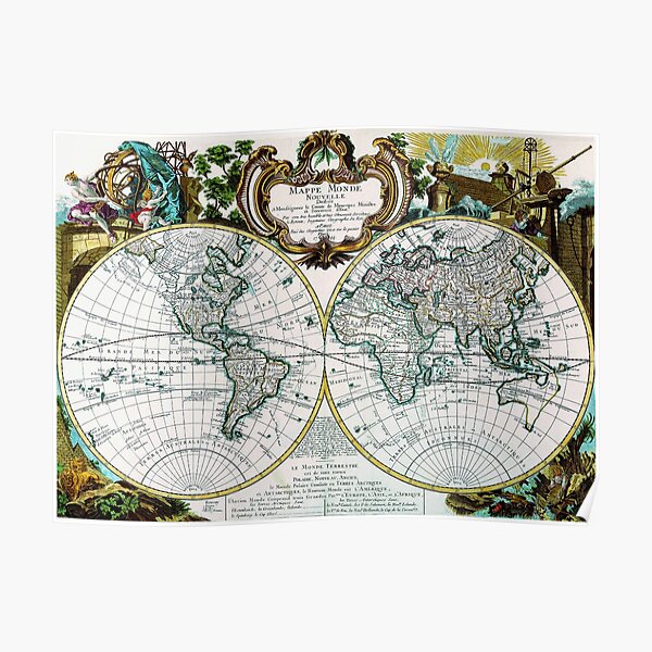 "World Map 1744 - Georges Louis Le Rouge - Ancient World" Poster for ...