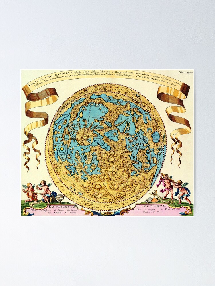 "Moon Map 1696 - Johannes Hevelius - Selenographia" Poster for Sale by ...
