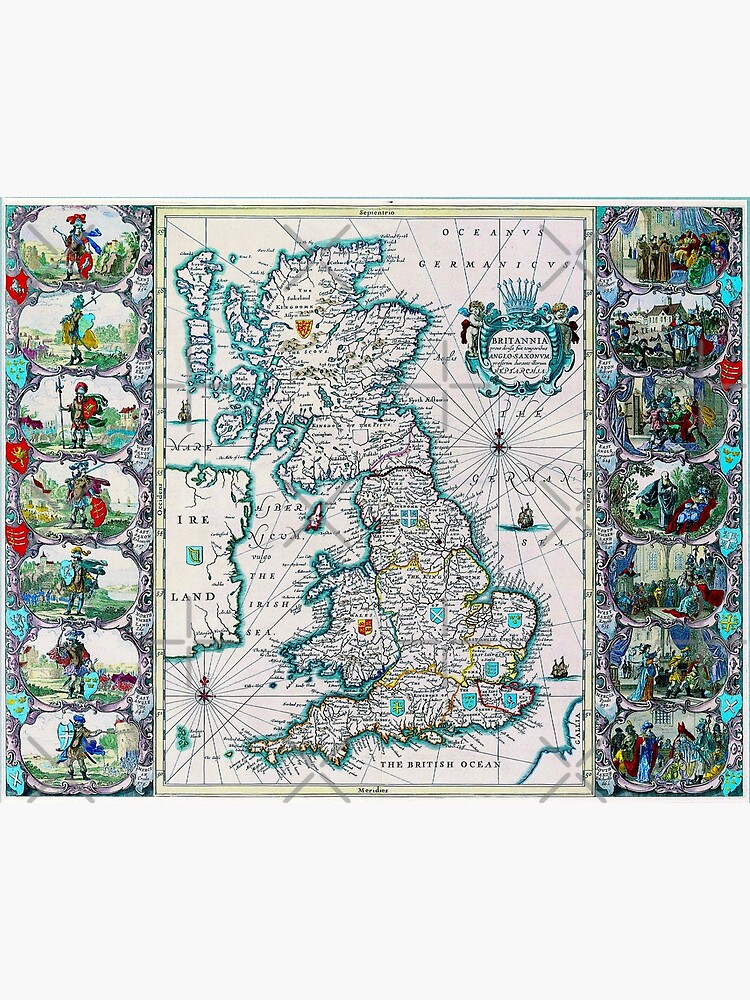 "Saxon Heptarchy Map - Jansson and Saxon 1600 - Ancient Worlds" Poster ...