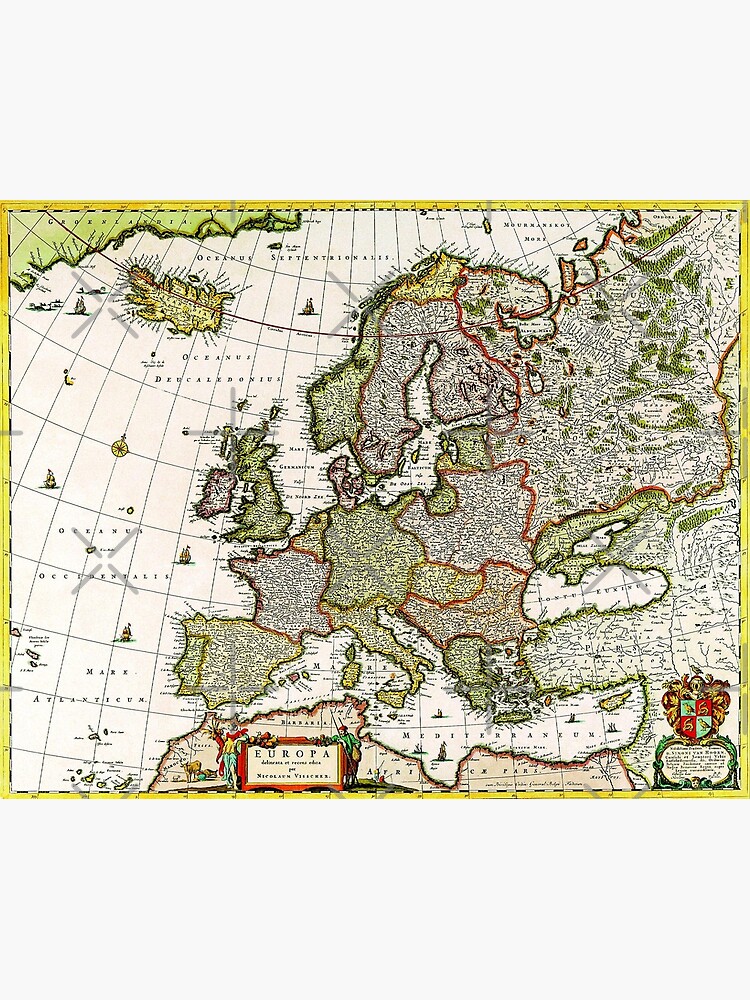 Europe Map 1660 - Nicolas Visscher - Ancient Worlds Premium Matte ...