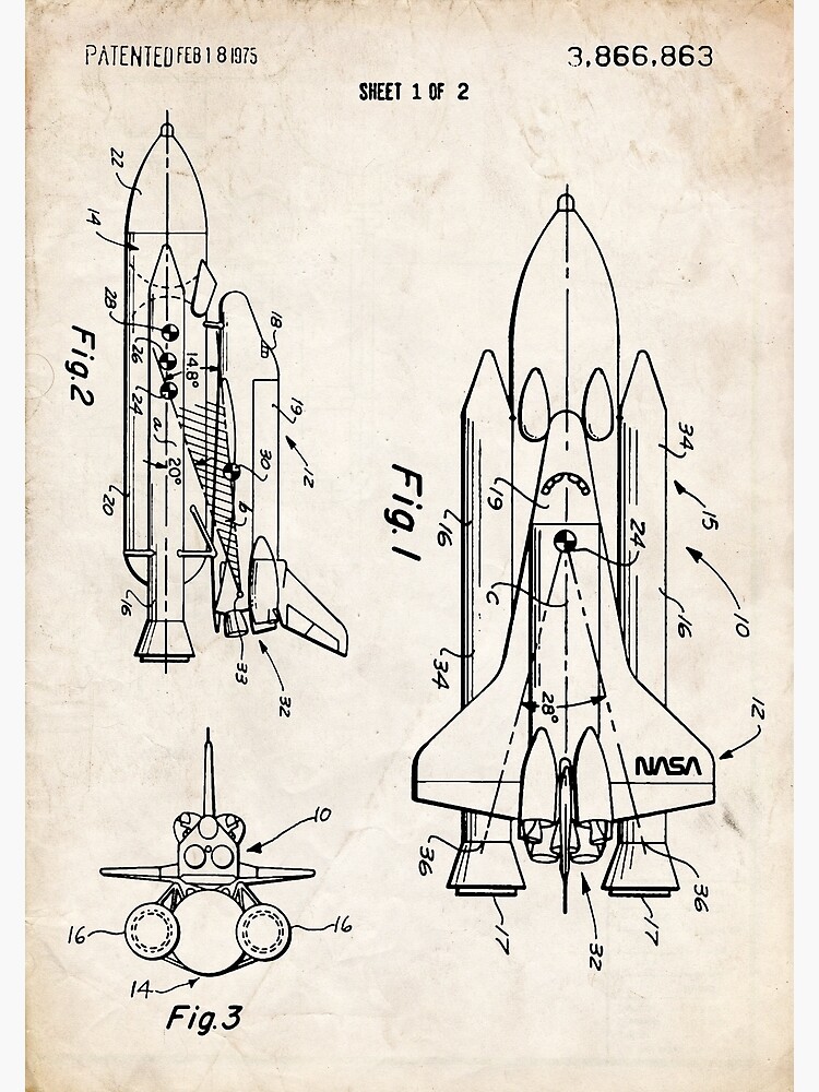 "NASA Space Shuttle Invention Patent Art" Poster by geekuniverse ...