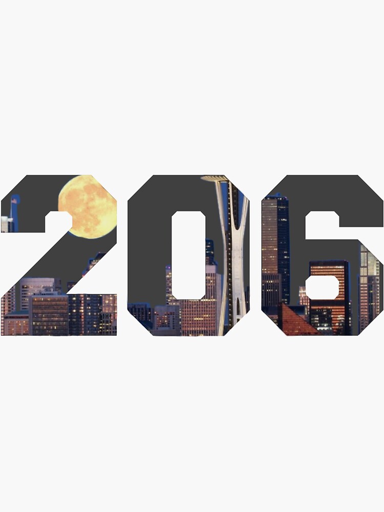 "Seattle 206 area code sticker" Sticker for Sale by th3a | Redbubble