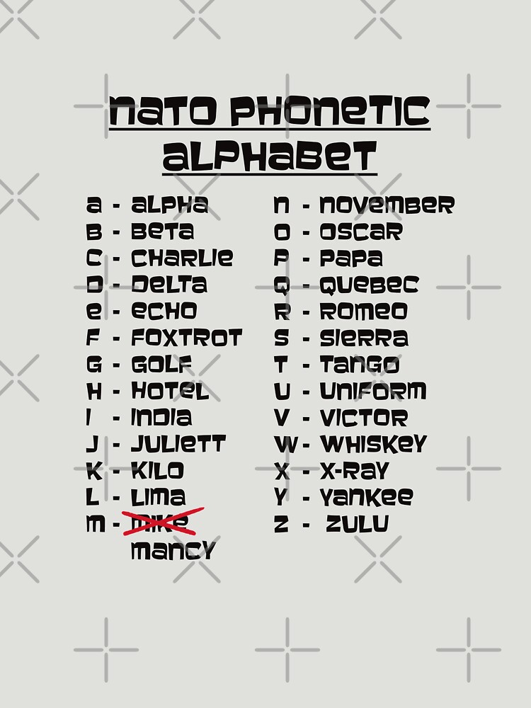 "Archer - NATO Phonetic Alphabet (Mancy)" T-shirt for Sale by ...