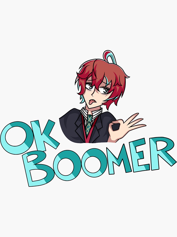 "Ok boomer doppo Kannonzaka " Sticker by milksou | Redbubble