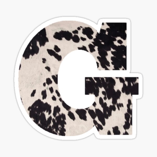 "cow print letter - G" Sticker for Sale by okieoutfitters | Redbubble