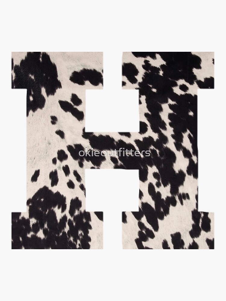 "cow print letter - H" Sticker for Sale by okieoutfitters | Redbubble