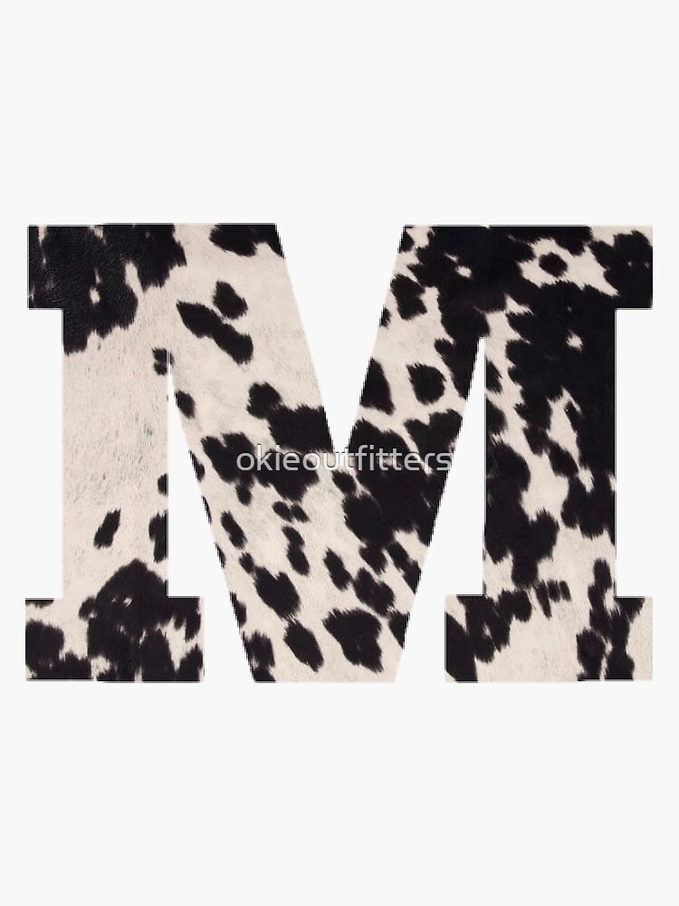 "cow print letter - M" Sticker for Sale by okieoutfitters | Redbubble