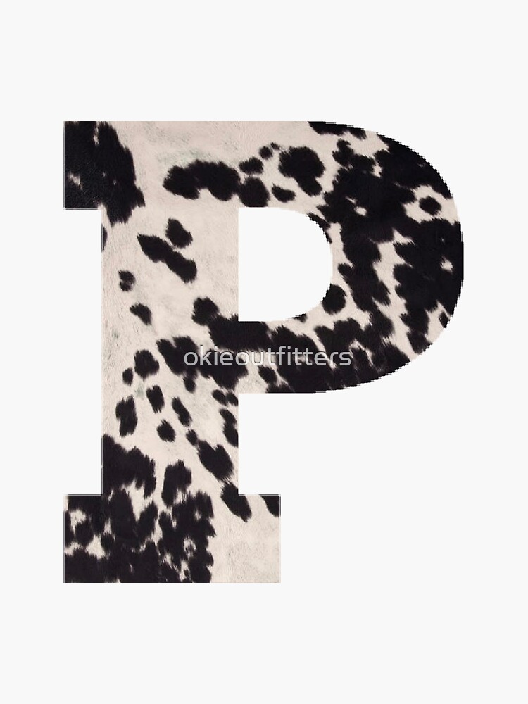 "cow print letter - P" Sticker for Sale by okieoutfitters | Redbubble