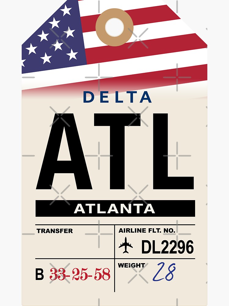 "Atlanta (ATL) Georgia Airline Luggage Tag" Sticker for Sale by ...