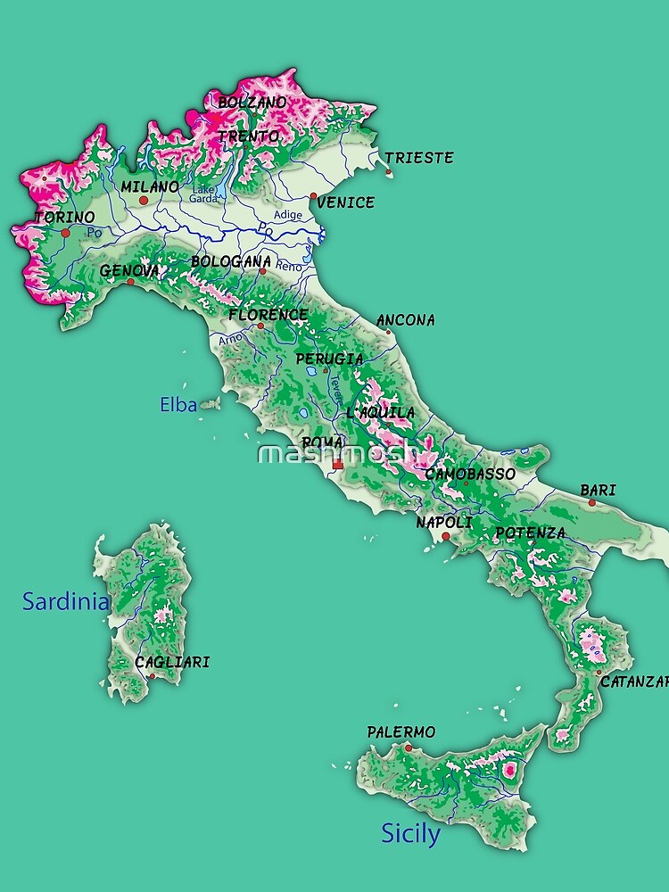 Minifalda «mapa de ITALIA con relieve mapa topográfico de ITALIA con ...