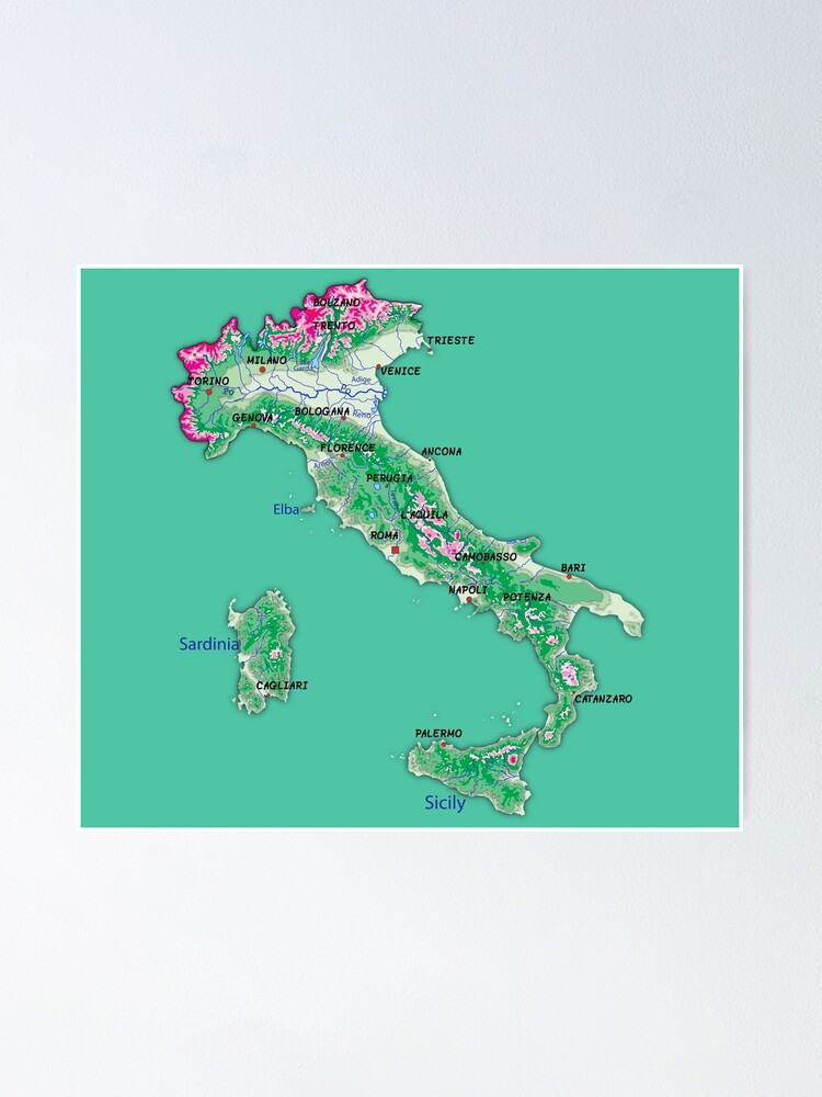 "map of ITALY with relief topographic map of ITALY with Capital and ...