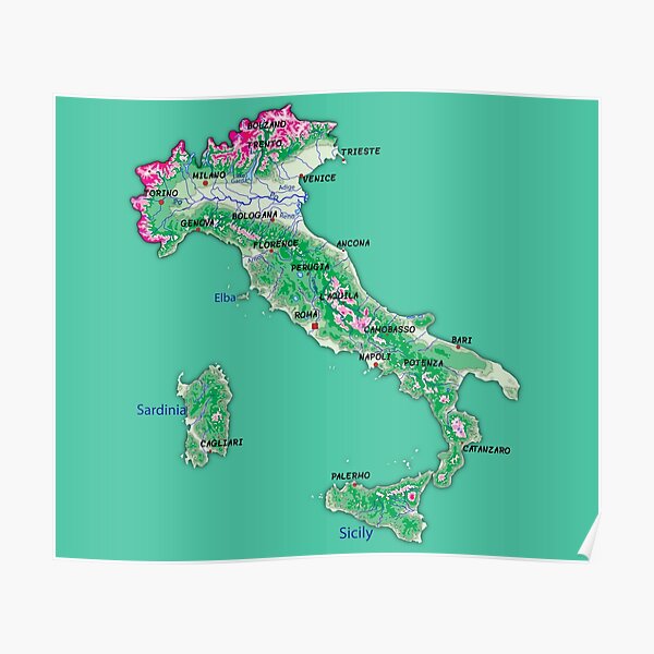 "map of ITALY with relief topographic map of ITALY with Capital and ...