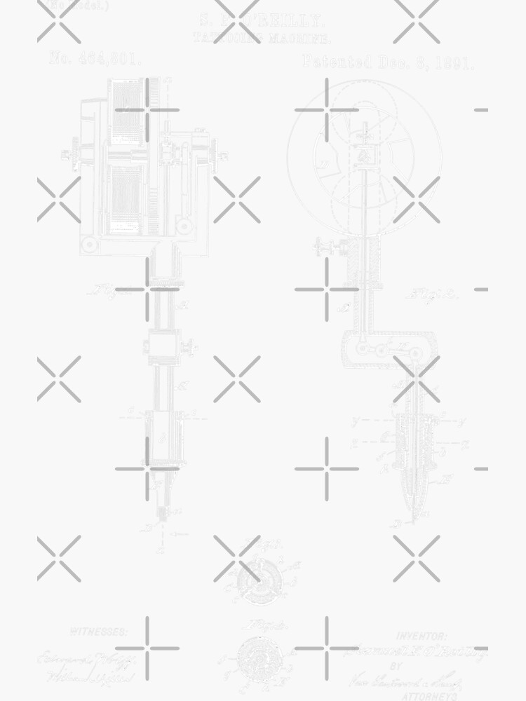 "Tattoo machine - Vintage - O'Reilly - Ink" Sticker by Mitsufury ...