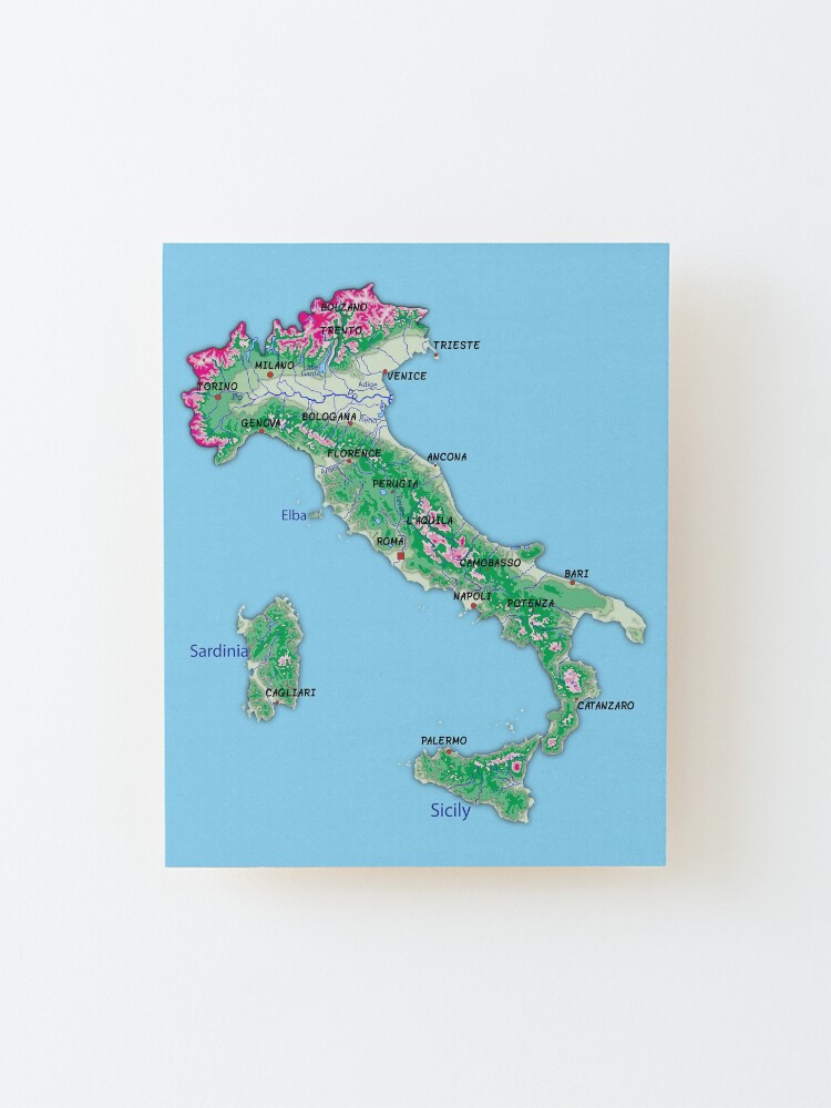 "ITALY detailed physical map topographic map of ITALY with Country ...