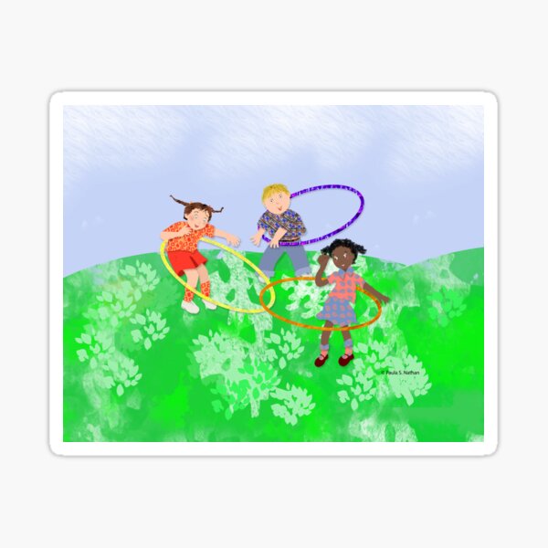 "Children Hula Hooping, Cute Kids Playing Games" Sticker for Sale by ...