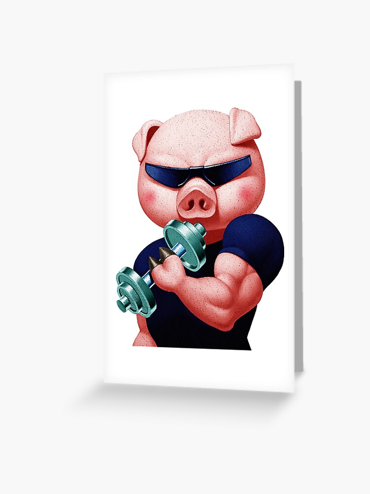 "Muscular pig" Greeting Card for Sale by Rickann | Redbubble