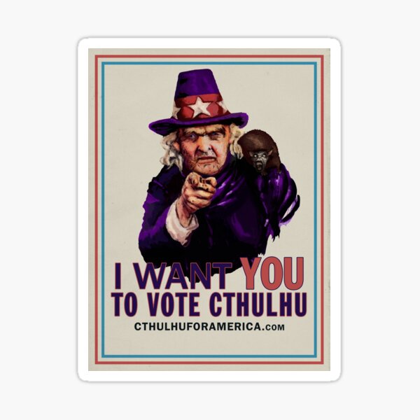 "Aunt Keziah: Vote Cthulhu for President" Sticker by Tiki2 | Redbubble
