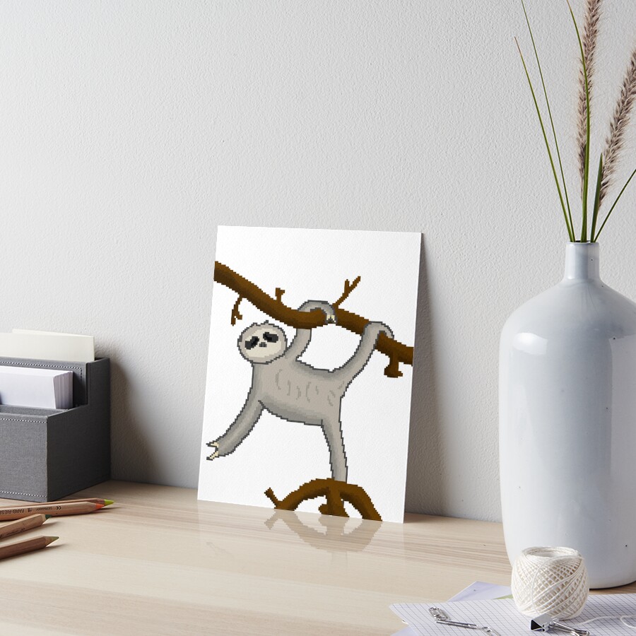 "Pixel Art Sloth" Art Board Print by PerfectlyBad | Redbubble